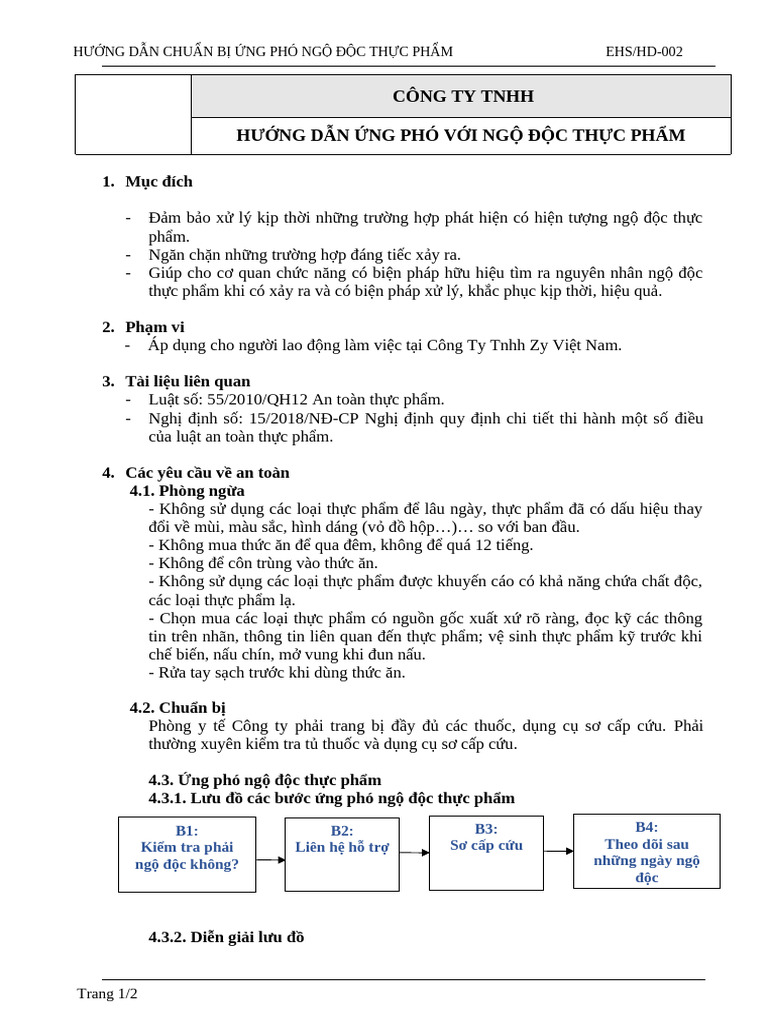 Huong Dan Chuan Bi Ung Pho Ngo Doc Thuc Pham | PDF