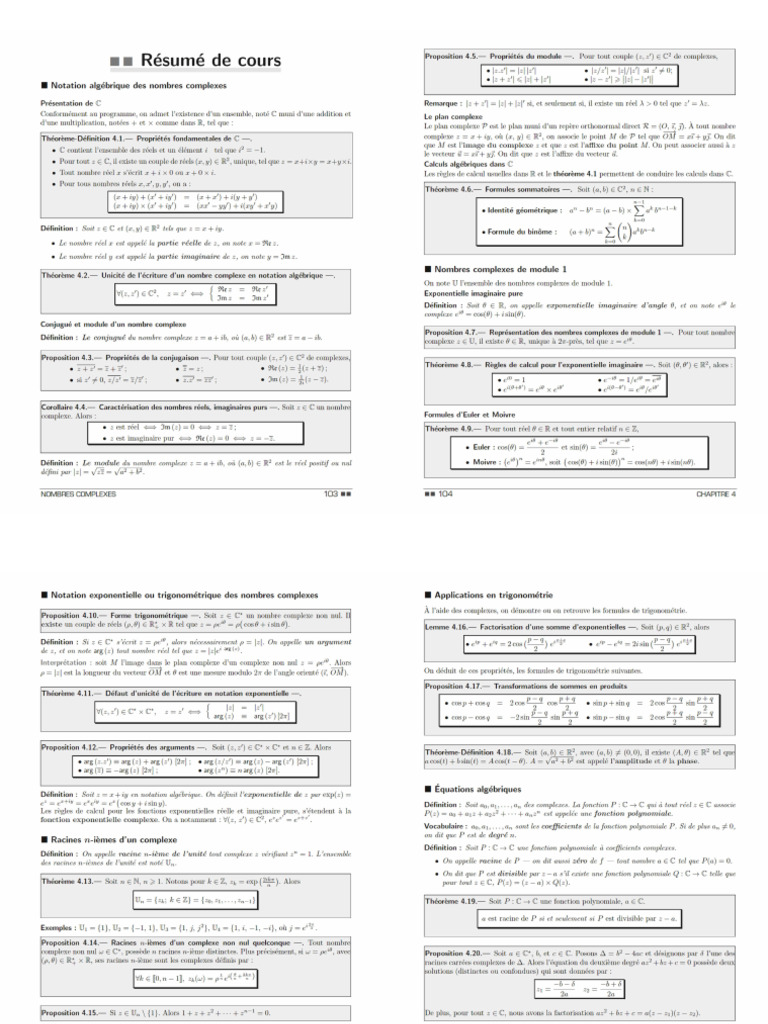 Maths Dunod Complexes | PDF