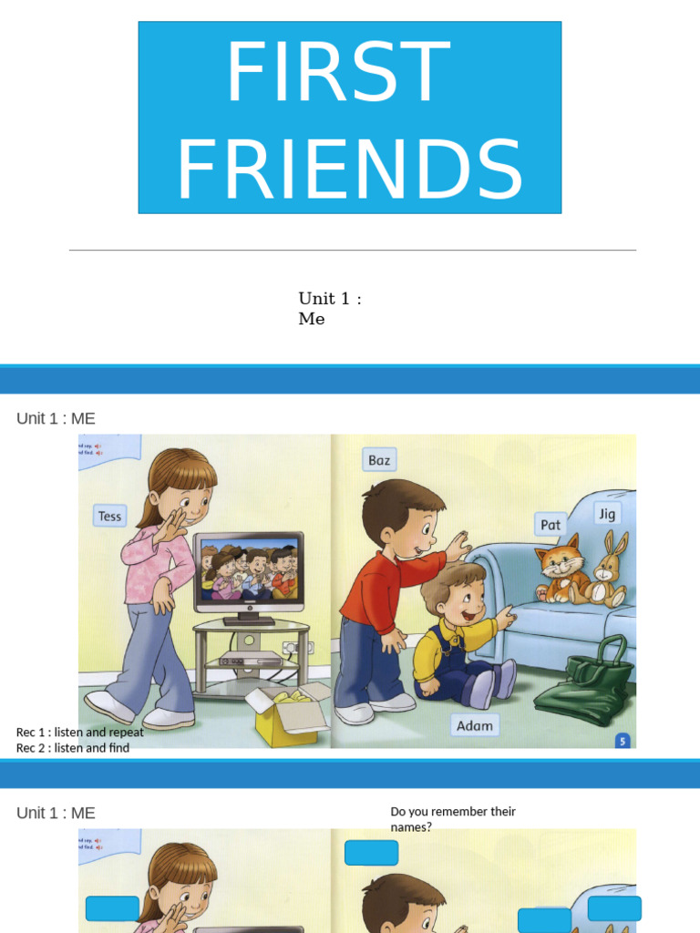 First Friends Unit 1 - Elsa Theme PowerPointLessons | PDF