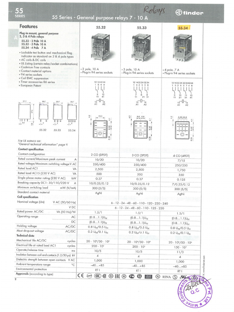 Data Sheet For Relays - 12vDC-Conectors | PDF