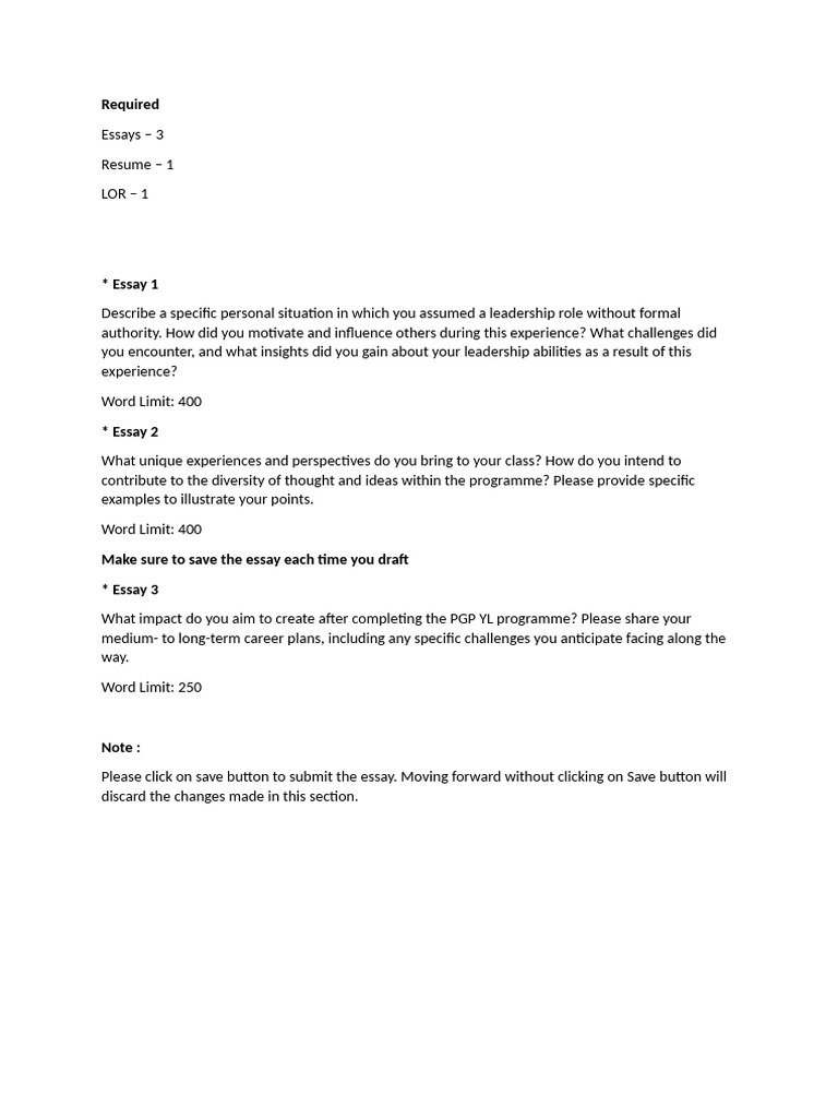 ISB PGPYL Essays 2025 | PDF