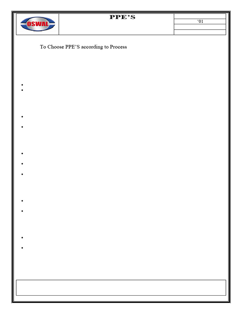HR-WI-021 SOP For PPE'S Matrix (01) (17.01.2025) | PDF | Personal ...
