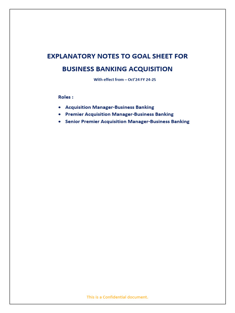 Explanatory Notes Business Banking Roles Wef. Oct2024 FY24-25 | PDF ...
