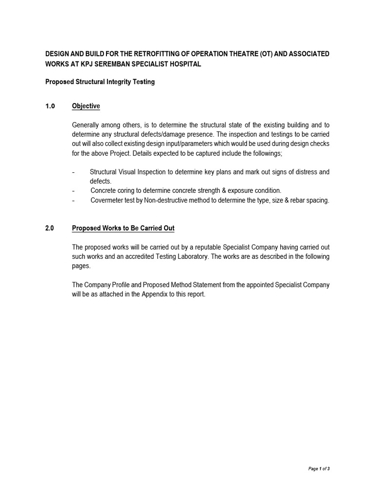 2025-04-16 KPJ Seremban - Structural Integrity Test Program | PDF