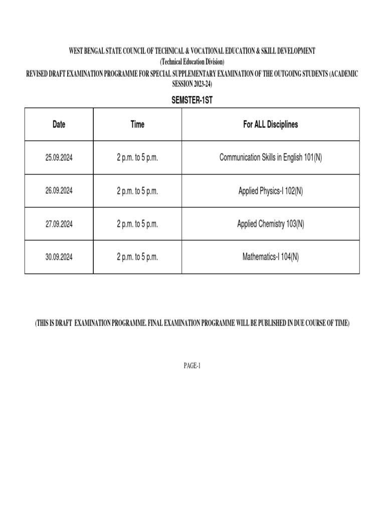 Revised Draft Routine - Supplementary Exam-2024 | PDF | Engineering ...