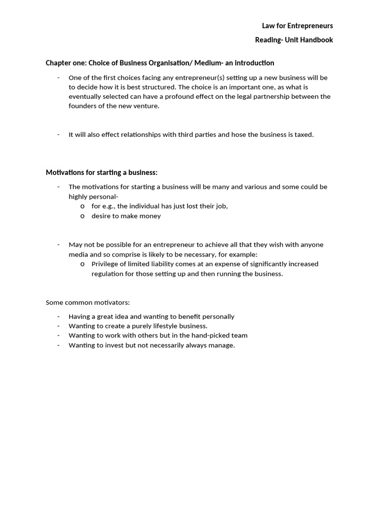 Reading Unit Handoutdocx | PDF | Sole Proprietorship | Business Economics