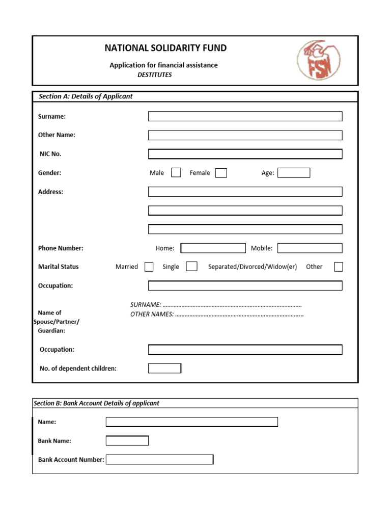 National Solidarity Fund Application Form | PDF