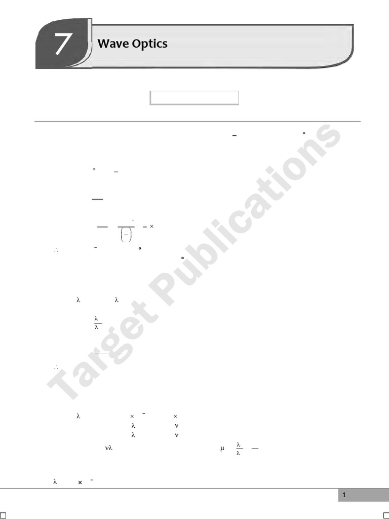 07 Wave Optics Numericals Hints1670940075 | PDF | Angular Resolution | Refraction