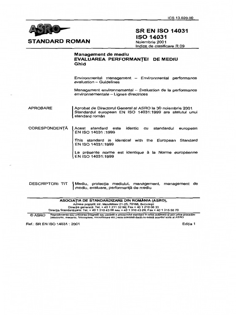 SR en Iso 14031-2001 | PDF