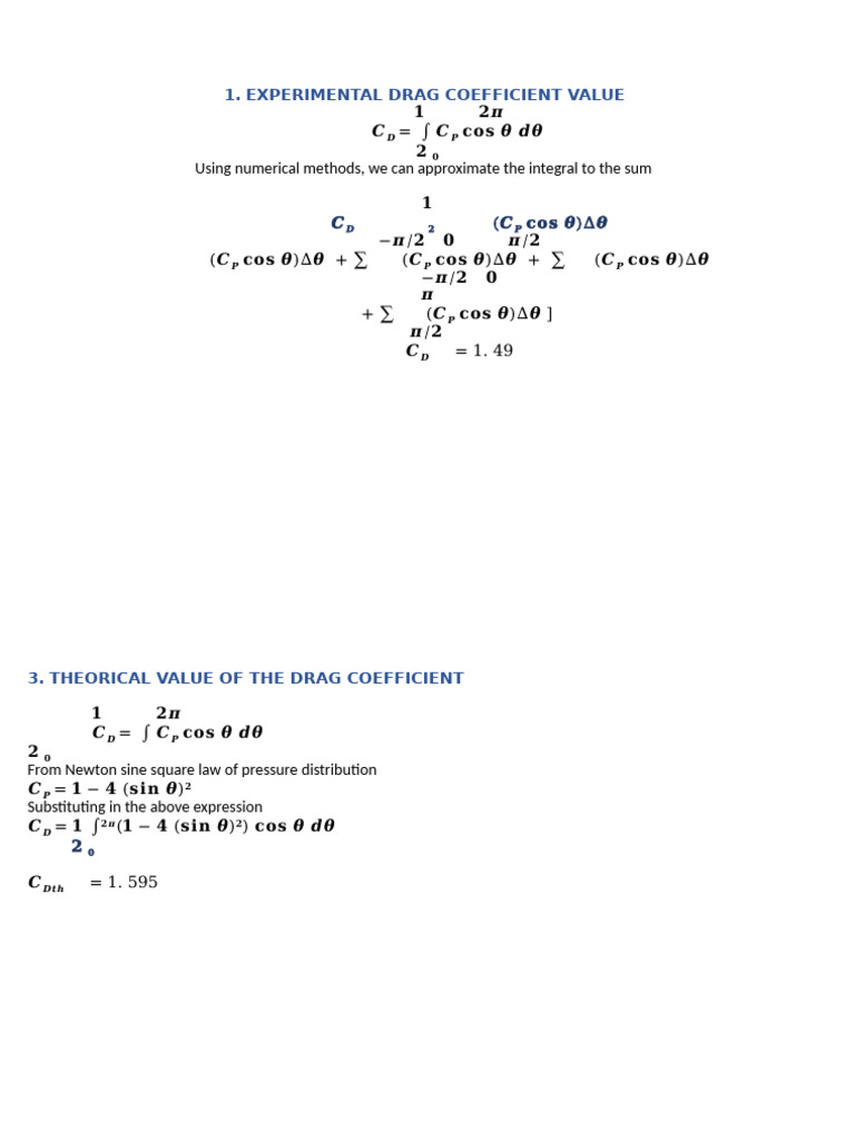 Experimental vs Theoretical Drag Coefficient | PDF