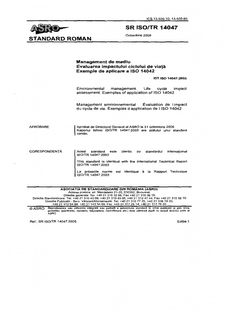 SR Iso - TR-14047-2005 | PDF