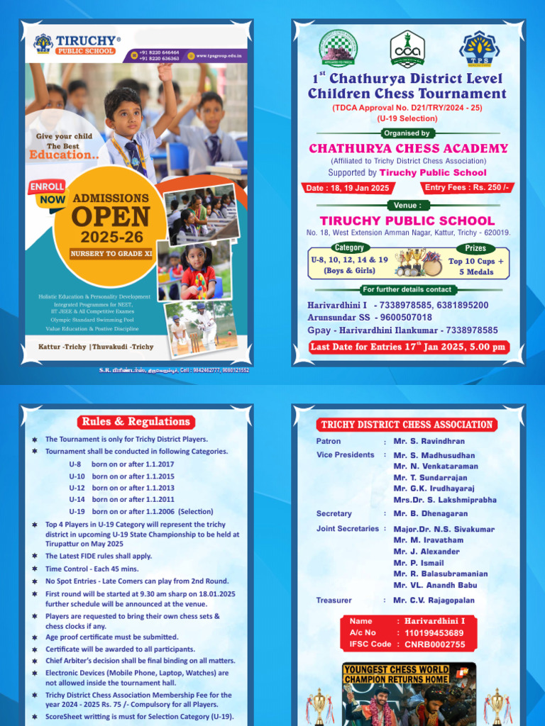 1st Chathurya District Level TMT | PDF | Chess | Chess Competitions
