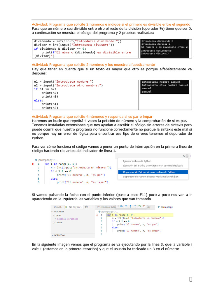 Actividades Tema 2 | PDF | Python (lenguaje de programación) | División (Matemáticas)