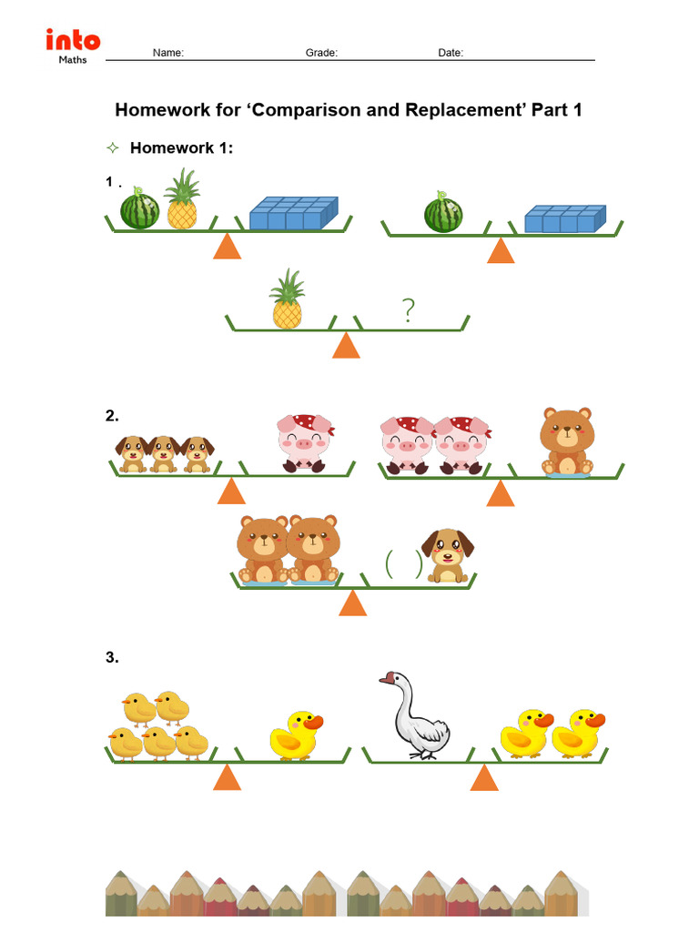 Comparison and Replacement Homework Guide | PDF