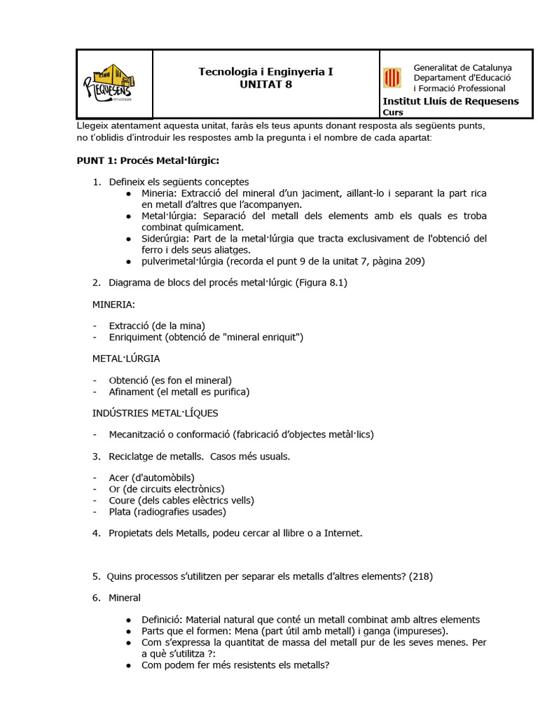 Treball Materials 1rbat - 24 - 25 | PDF