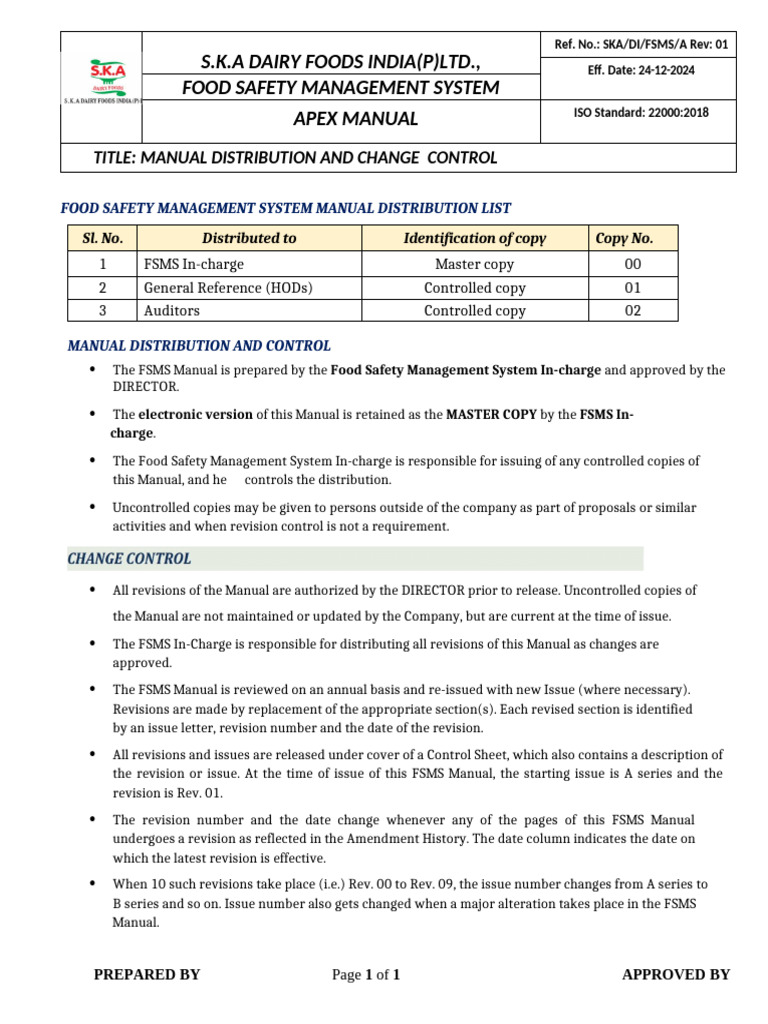 08 Manual Distribution and change control | PDF