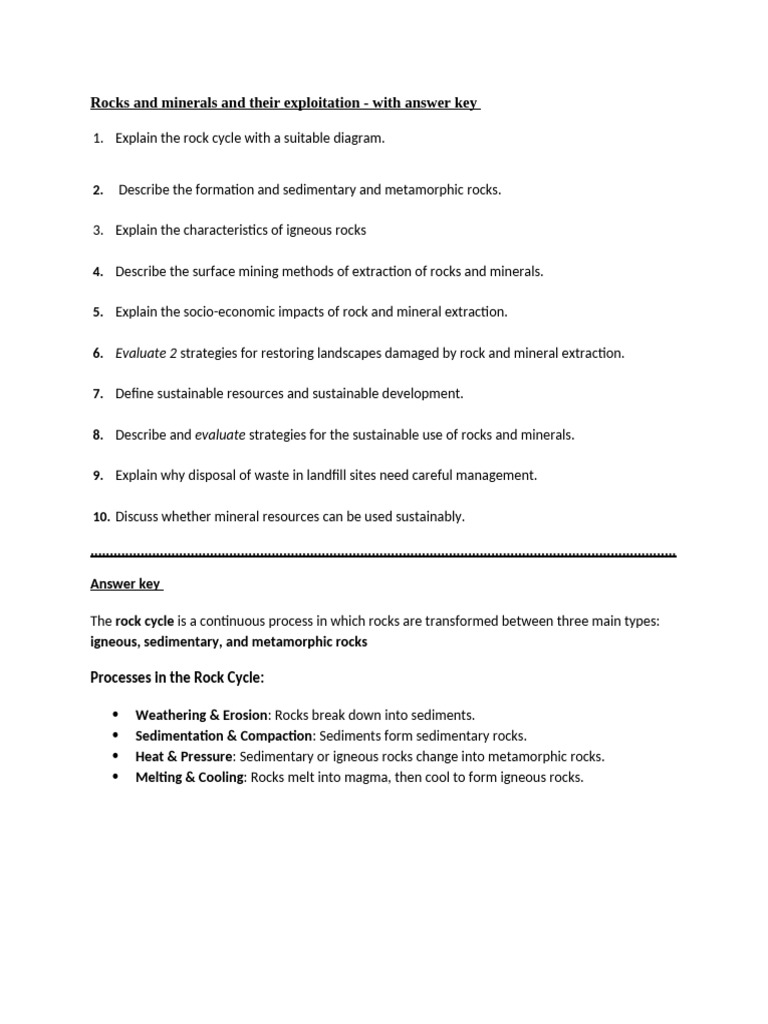 Rocks and Minerals and Their Extraction | PDF | Rock (Geology ...
