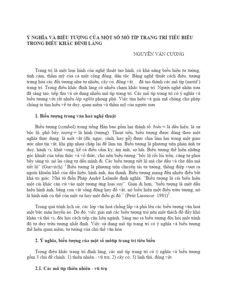 y Nghia Bieu Tuong Motip Trang Tri Tieu Bieu Dieu Khac Dinh Lang | PDF