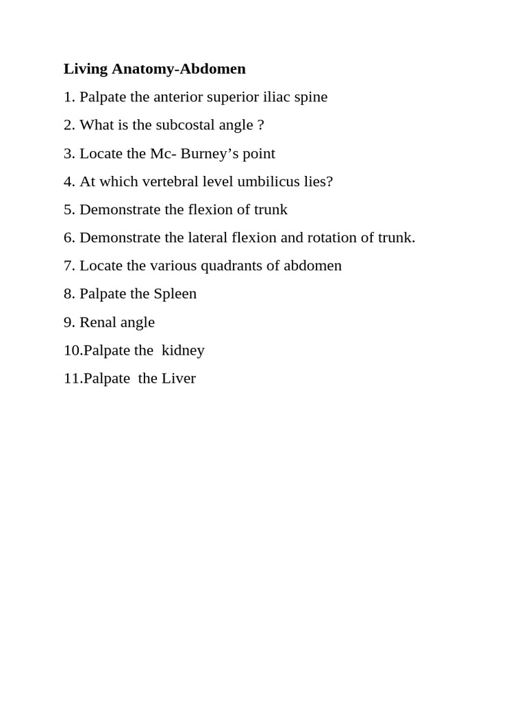 Anatomy and Examination of Abdomen | PDF