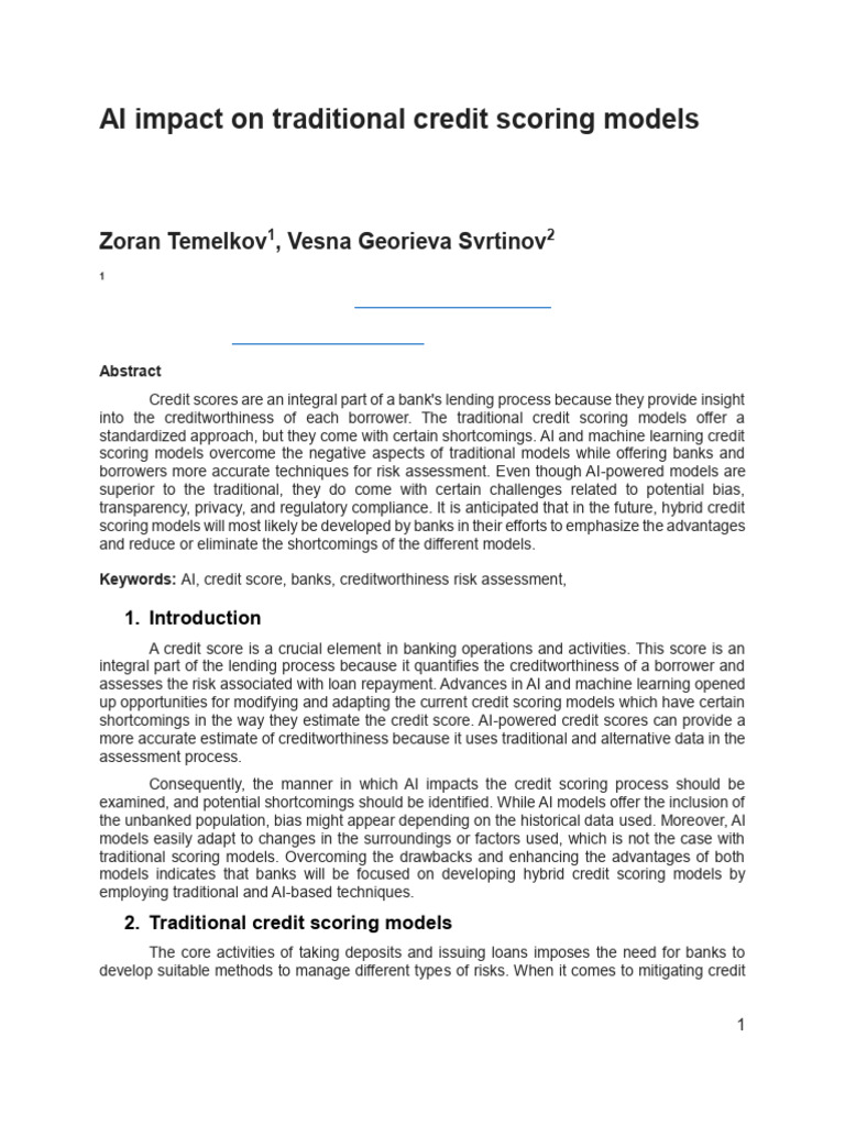 5 Drawbacks of Traditional Credit Scoring | PDF | Credit Score | Credit