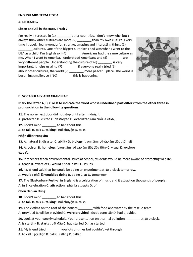II. ĐỀ KIỂM TRA GIỮA KỲ - HK 2 | PDF | Recycling | Nonverbal Communication
