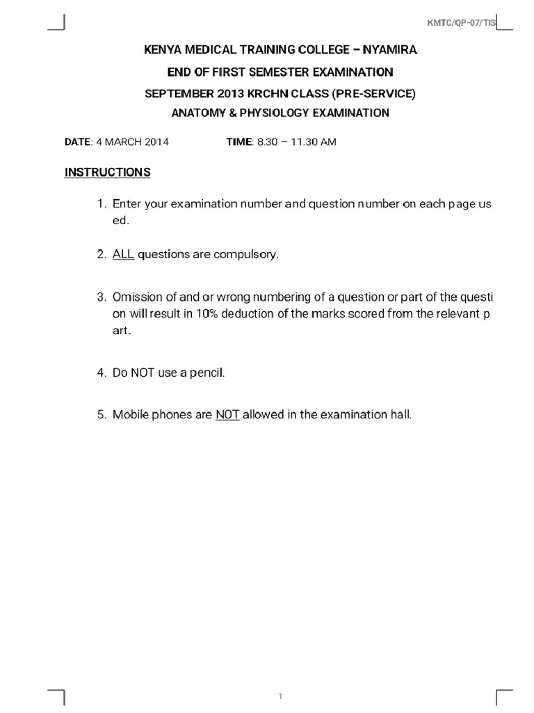 END OF FIRST SEMESTER - ANATOMY & PHYSIOLOGY - Phoenix | PDF