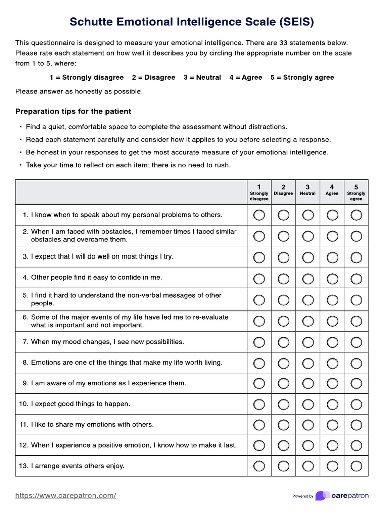Schutte Emotional Intelligence Scale Guide | PDF | Nonverbal ...