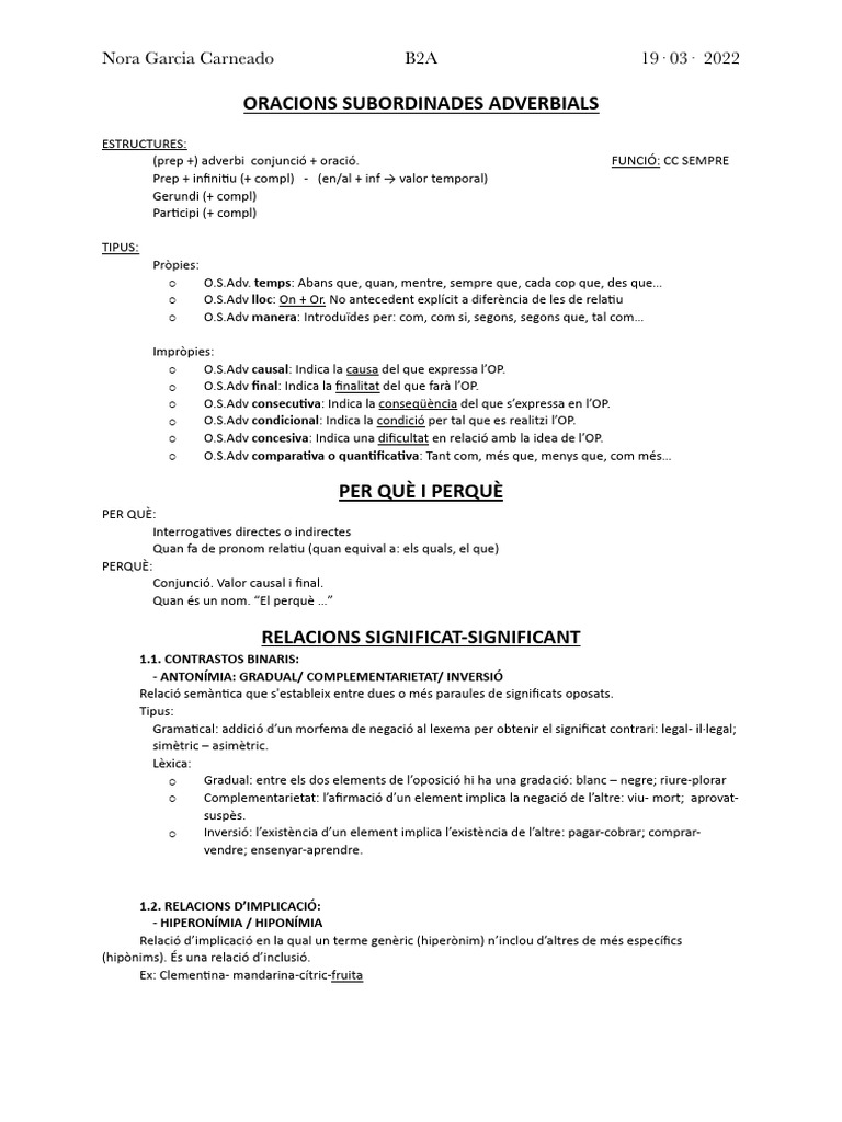 O.S.Adv : Per què, perquè : relacions significat, significant - pdf | PDF