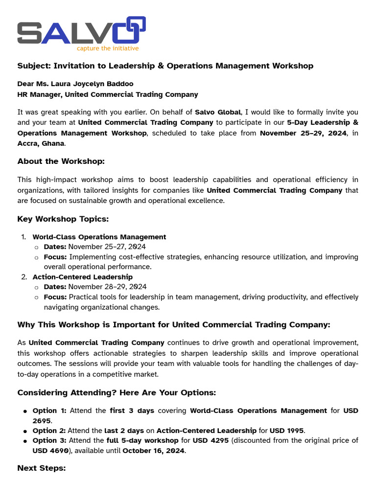 Leadership & Operations Workshop Invite | PDF | Business Economics ...
