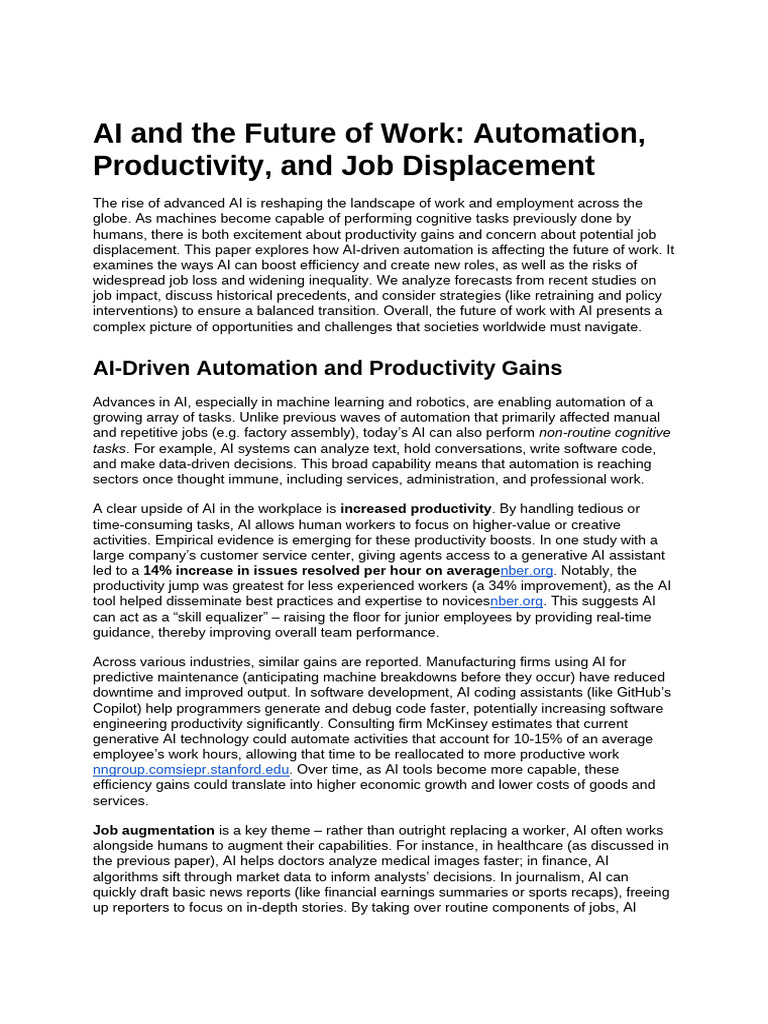 AI and The Future of Work - Automation, Productivity, and Job ...