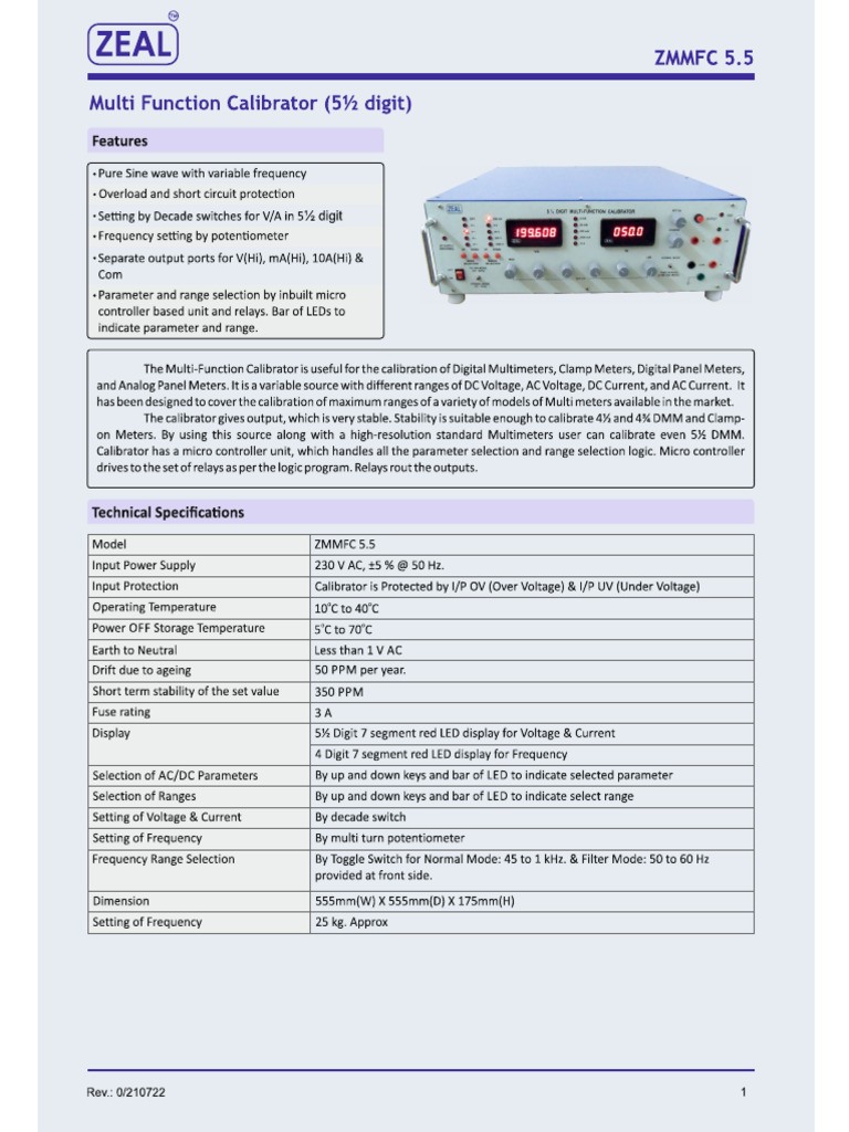 5.5 Digit Multifunction Calibrator With x100 Current Coil | PDF
