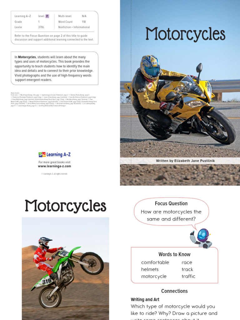 G4U5 - Motorcycles - Level F (Grade 1), Lexile 370L | PDF | Motorcycle ...