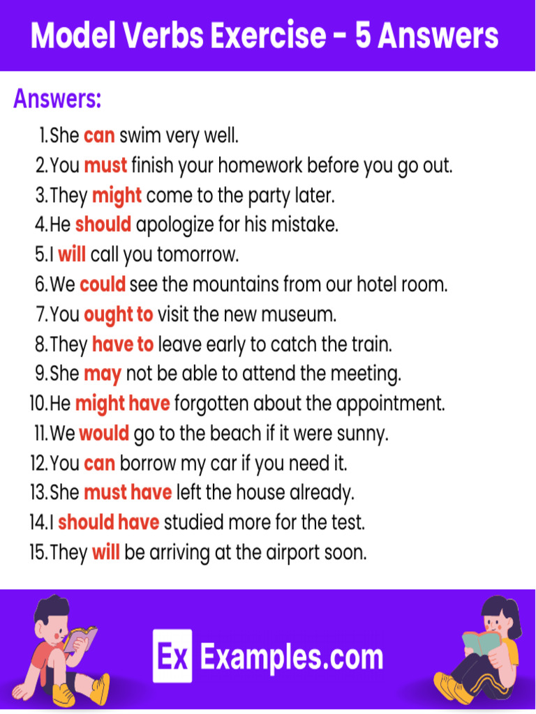 Model-Verbs-Exercise-5-Answers- | PDF