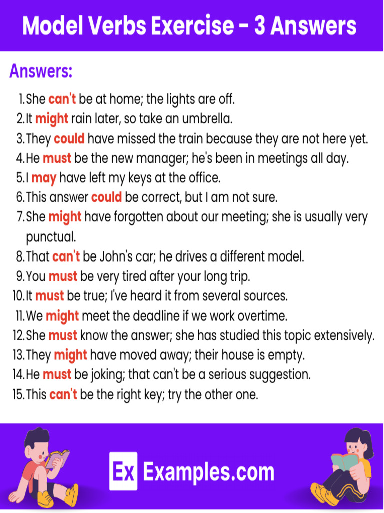 Model Verbs Exercise 3 Answers | PDF