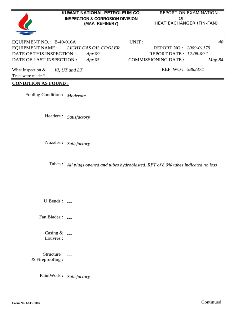 icr REPORT TANK knpc | PDF | Leak | Mechanical Engineering