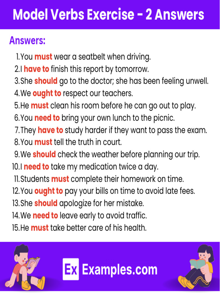 Model Verbs Exercise 2 Answers | PDF