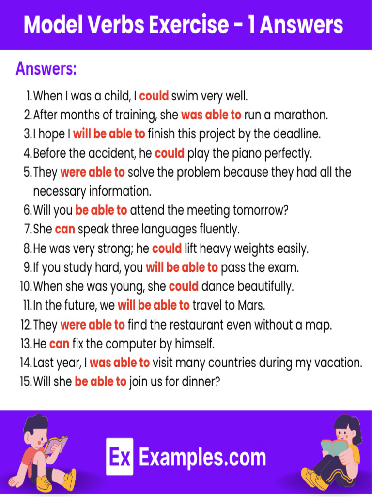 Model Verbs Exercise 1 Answers | PDF