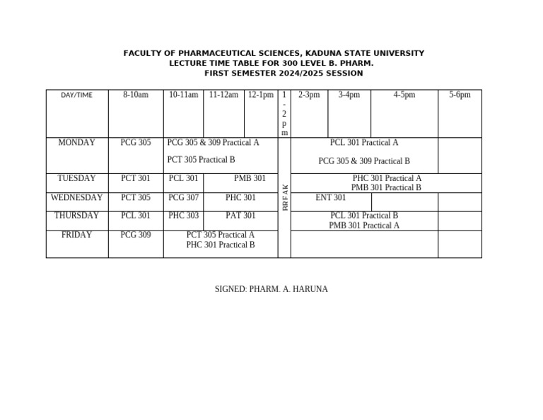 300 Level Timetable 1st Semester 2024-2025 | PDF