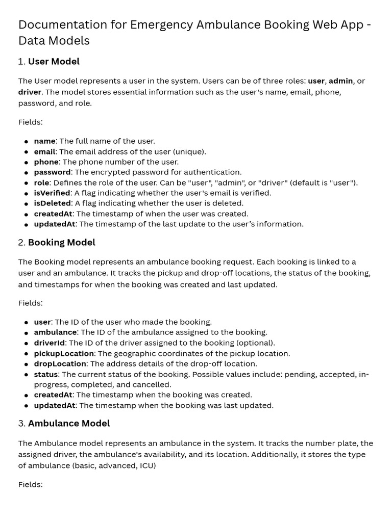 Emergency Ambulance Booking Models | PDF | Password | User (Computing)