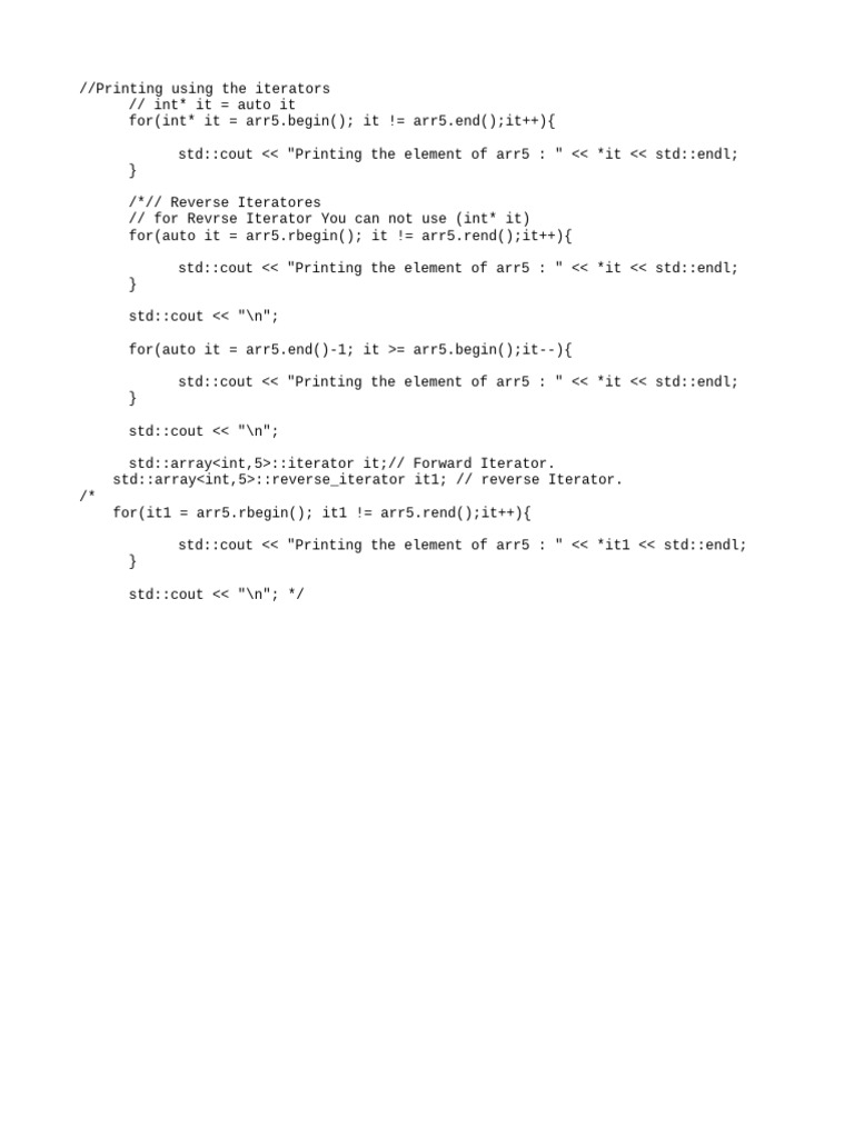 Printing Using The Iterators | PDF