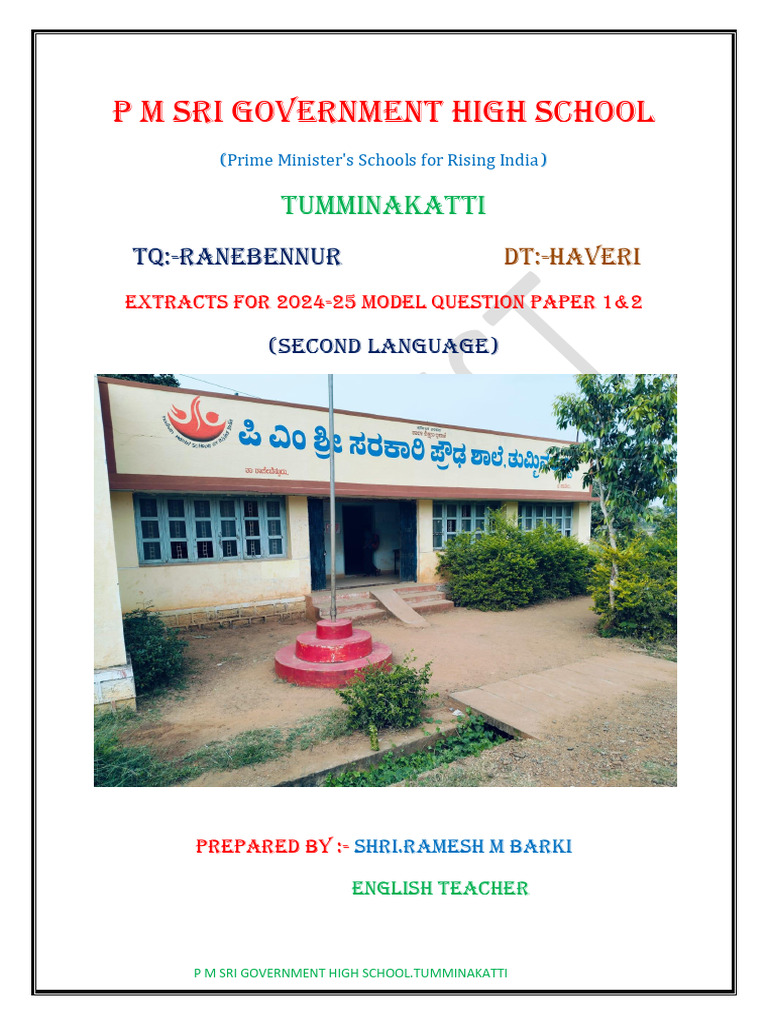 Model Question Paper Extracts 2024-25 | PDF