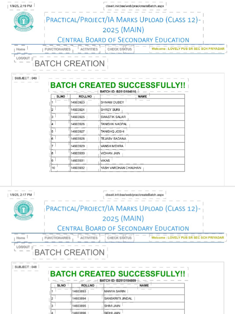 Physical Education Practical 2024-25 Batch 9 & 10 | PDF