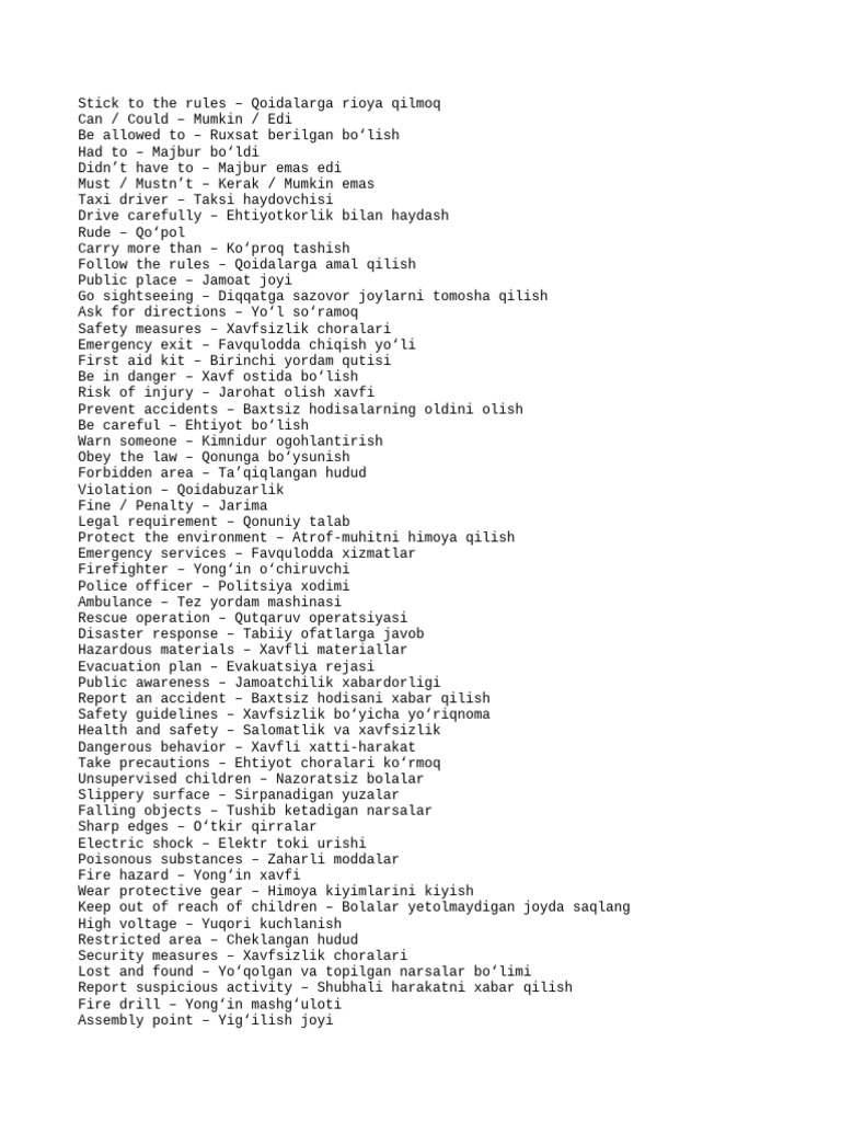 enterprise_2_unit10_words | PDF | Hazards | Occupational Safety And Health