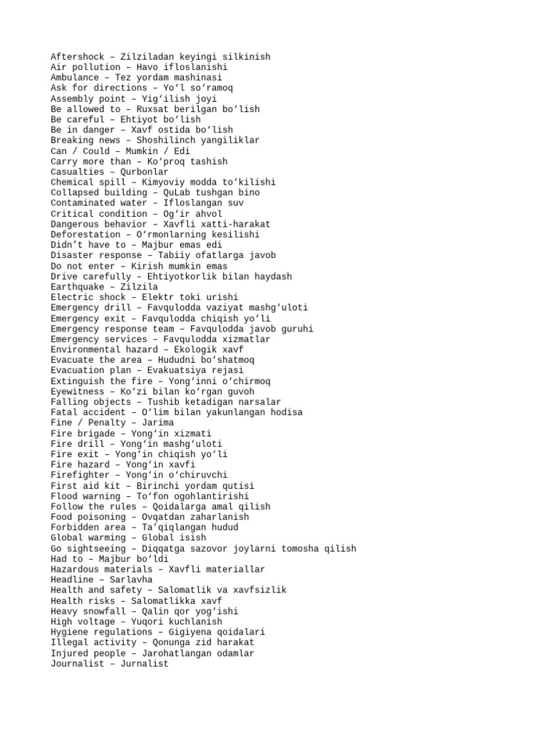 Enterprise 2 Unit10 Words Sorted | PDF | Hazards | Safety