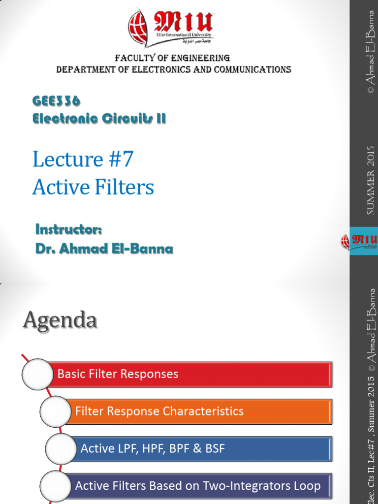 Active Filters Overview and Characteristics | PDF | Electronic Filter ...