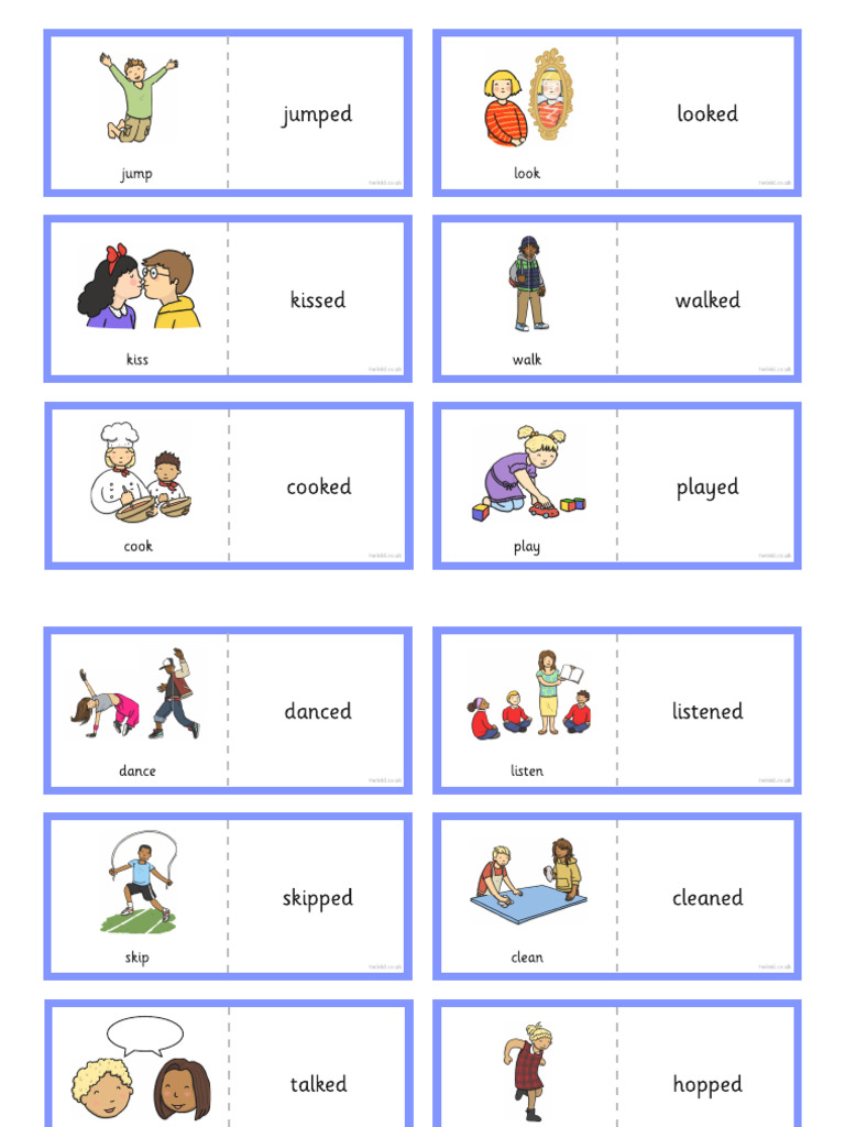 Present and Past Tense Verb Cards | PDF