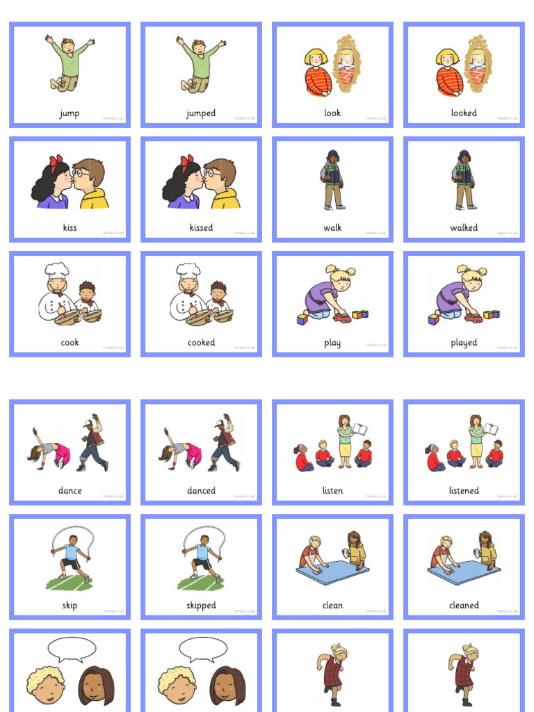 Present and Past Tense Separate Verb Photo Cards Separate | PDF