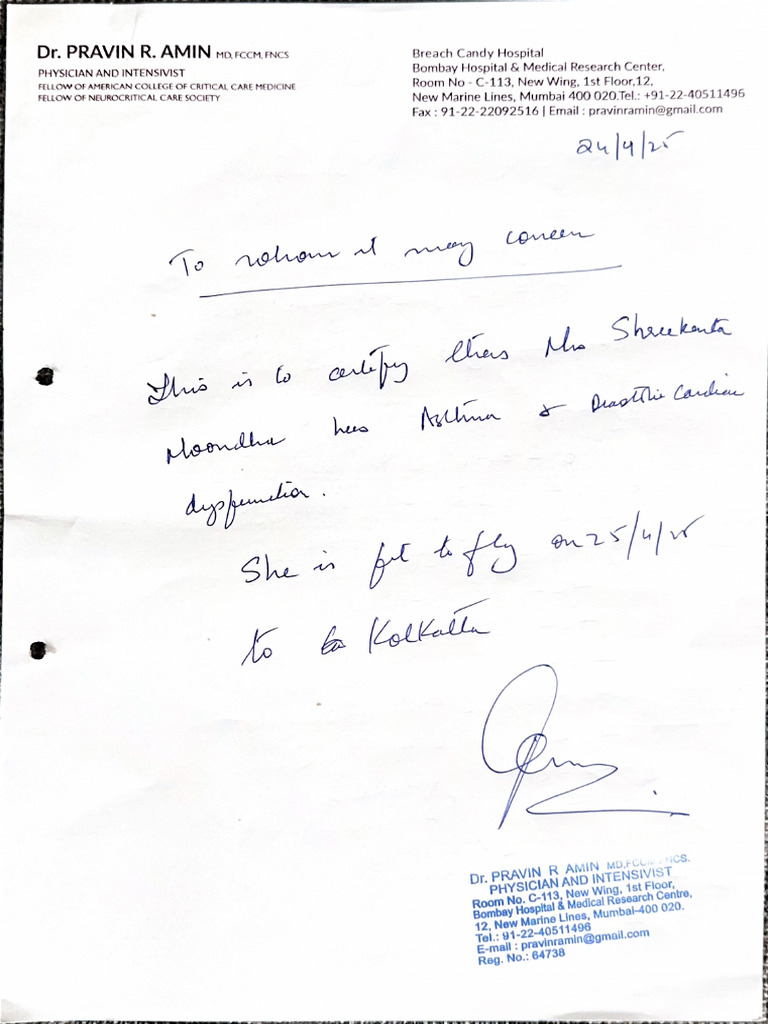 Fit To Fly Certificate | PDF