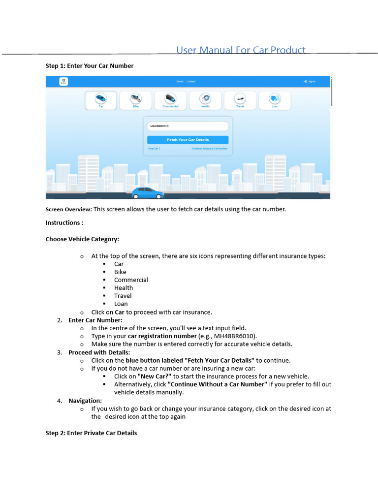 Car Insurance User Manual Guide | PDF | Computing