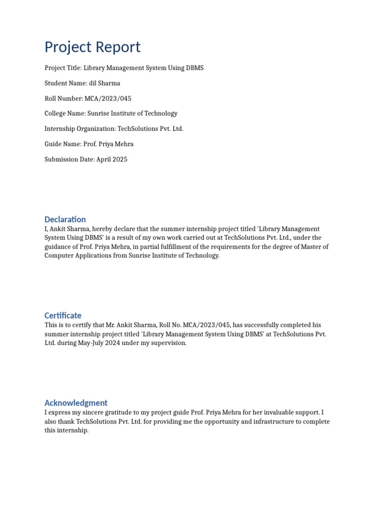 MCA_Internship_Project_Report | PDF | My Sql | Python (Programming ...